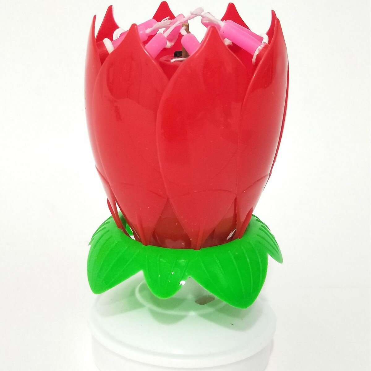 Электронная свеча на день рождения, лотос, двухслойная, вращающаяся, для создания атмосферы на празднике, креативная музыкальная свеча для украшения торта