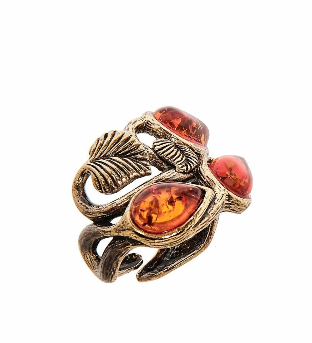 Кольцо Народные промыслы, янтарь