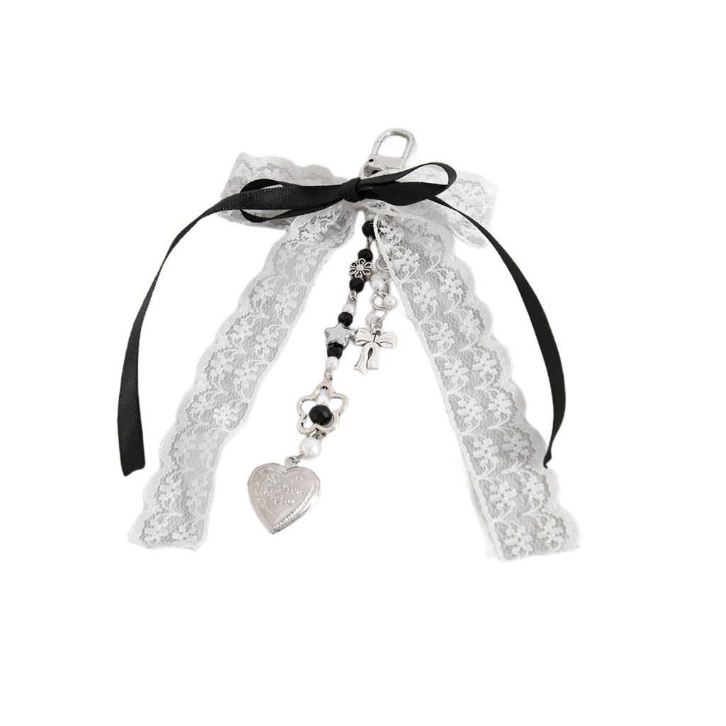 Подвеска в виде сердца с кружевным бантом для кошельков, ключей, украшения для мобильных телефонов женщин из бисера