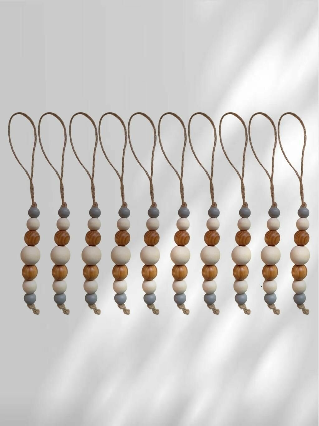 Деревянные бусины для украшения ёлки, 10 шт, - 5