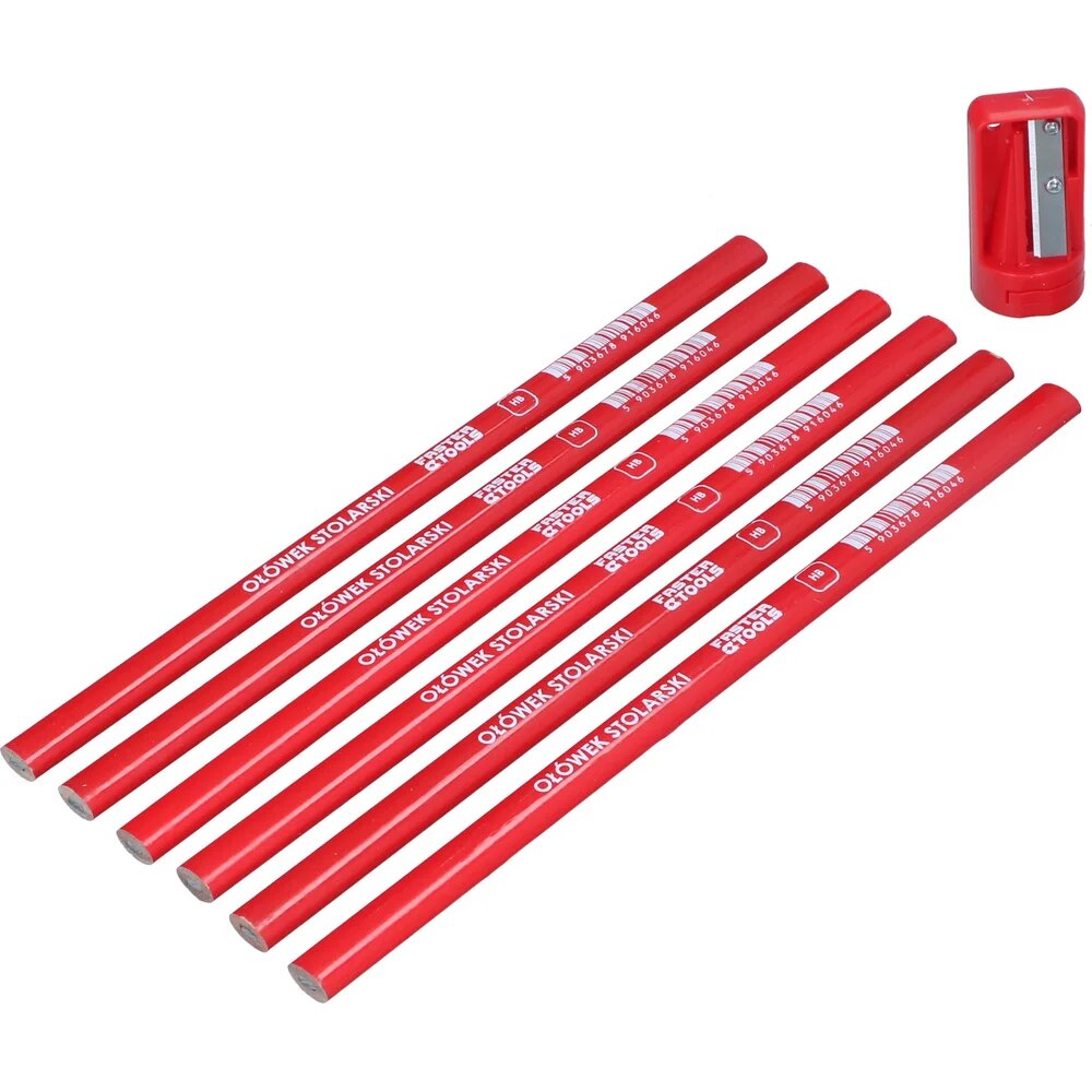 Карандаш плотника HB 6 штук и точилка FASTER TOOLS FT354-11