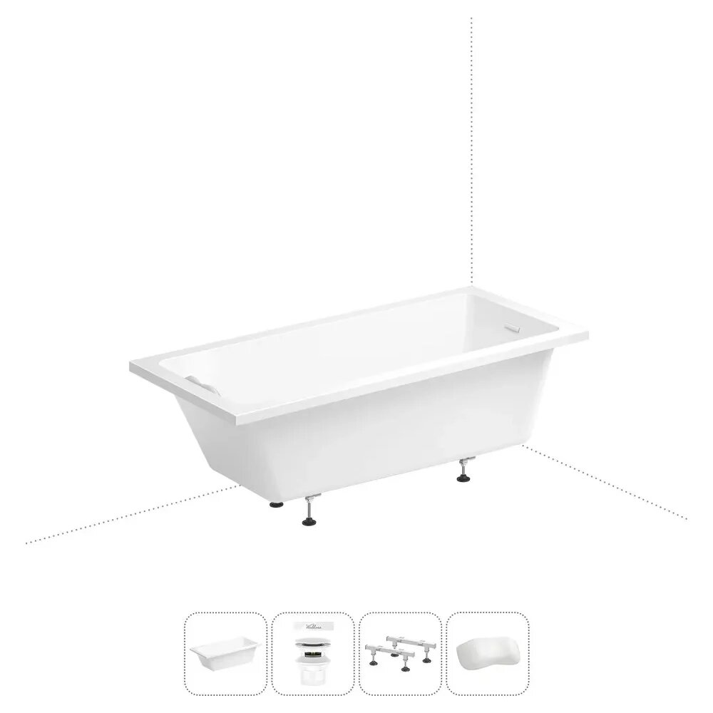 Акриловая ванна Wellsee 150х80 см FreeDom 2.0 в наборе 4 в 1 20212808R