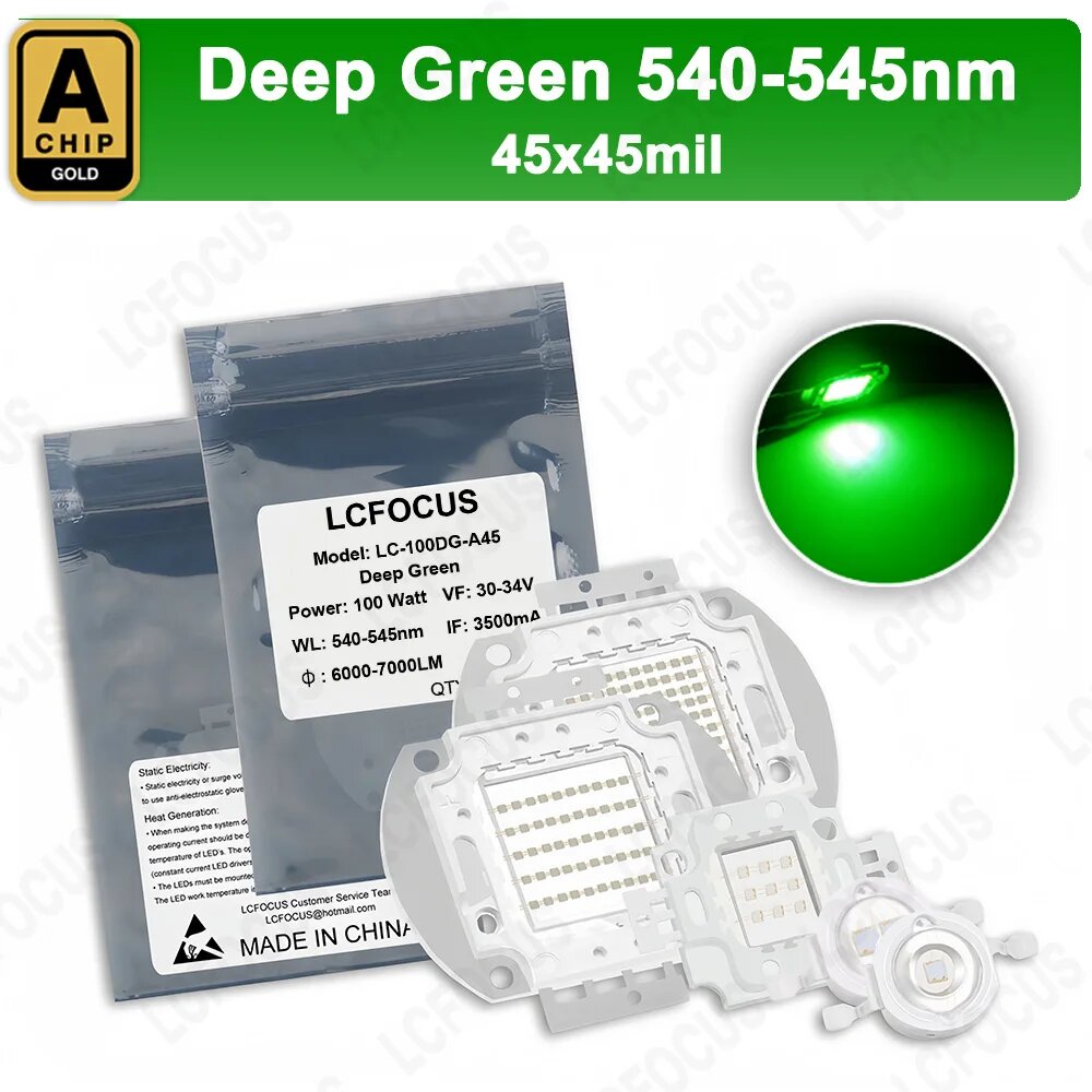 LCFOCUS Deep Green 540-545nm 45x45mil 10x3W