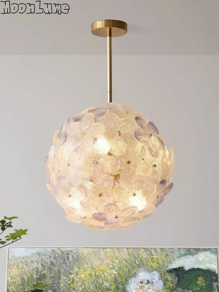 Роскошная стеклянная люстра с лепестками из хрусталя