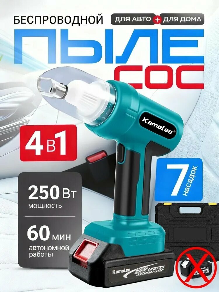 Kamolee Пылесос для автомобиля беспроводной мощный/ Ручной портативный мини пылесос для салона машины и дома с Батареи Не Включены, Ящик для инструментов