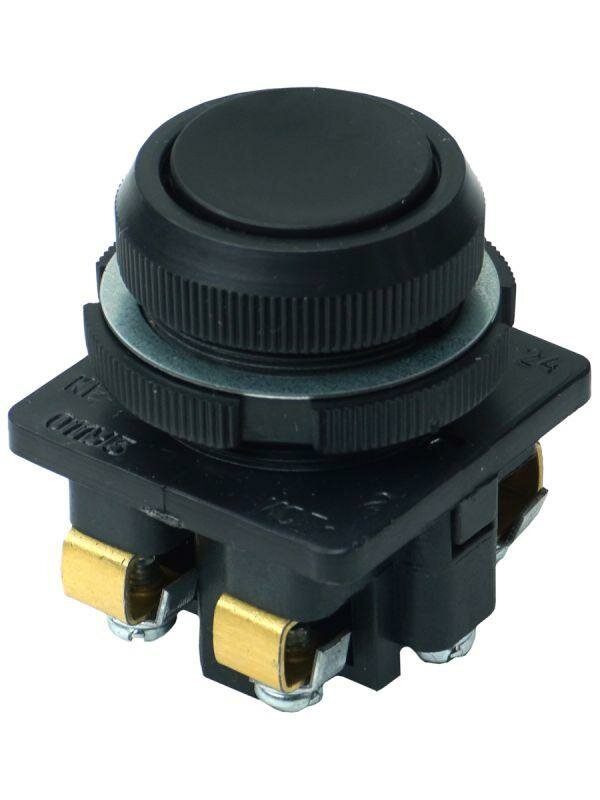 Выключатель кнопочный Электротехник КЕ 011, У3, исполнение 2, 1НО+1НЗ, цилиндр, 10А, IP40, 660В, черный