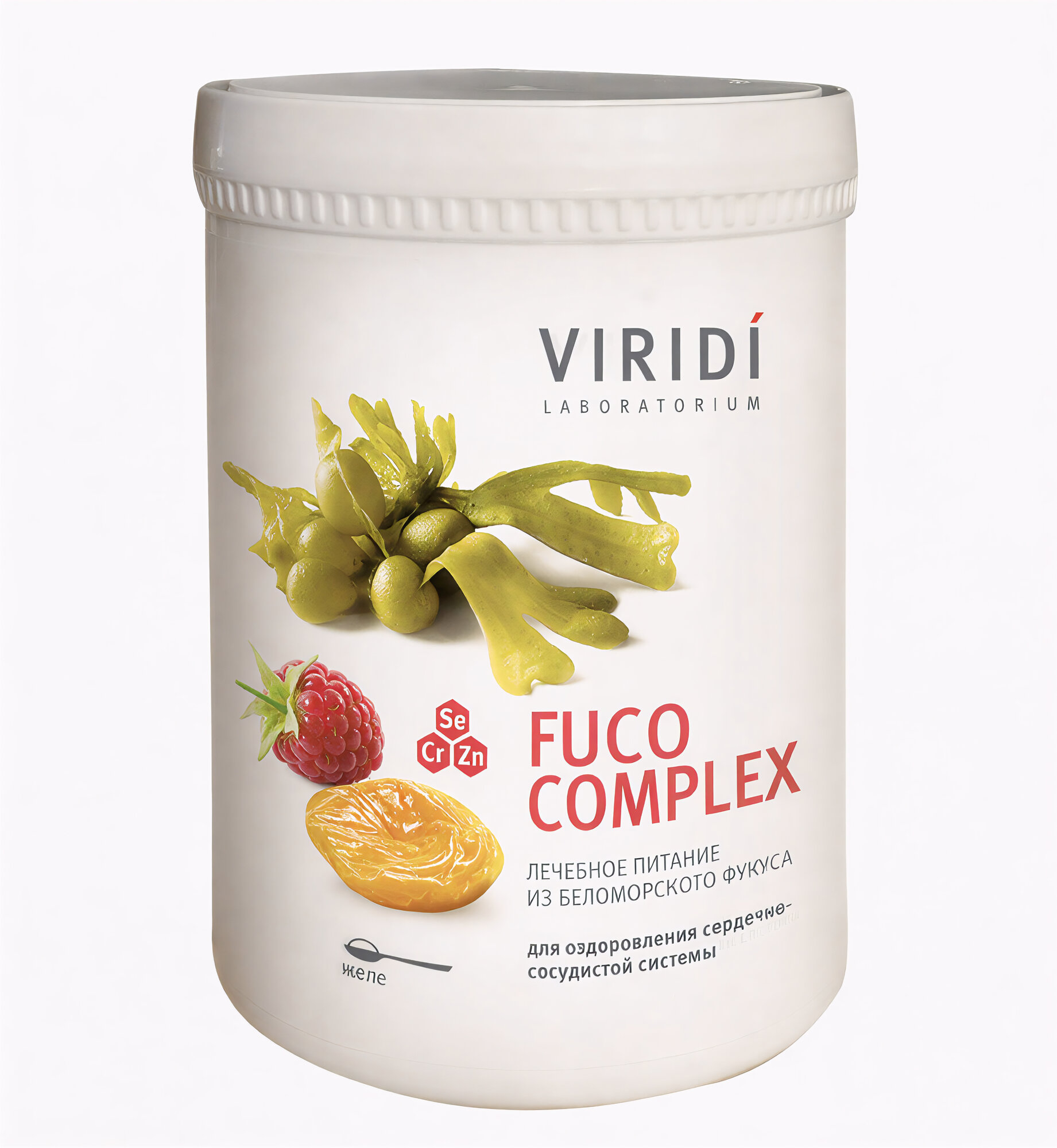 Желе из фукуса FUCO COMPLEХ - VIRIDI , для сердца, сосудов, ЖКТ, с хромом, селеном, цинком, малиной, 500 г