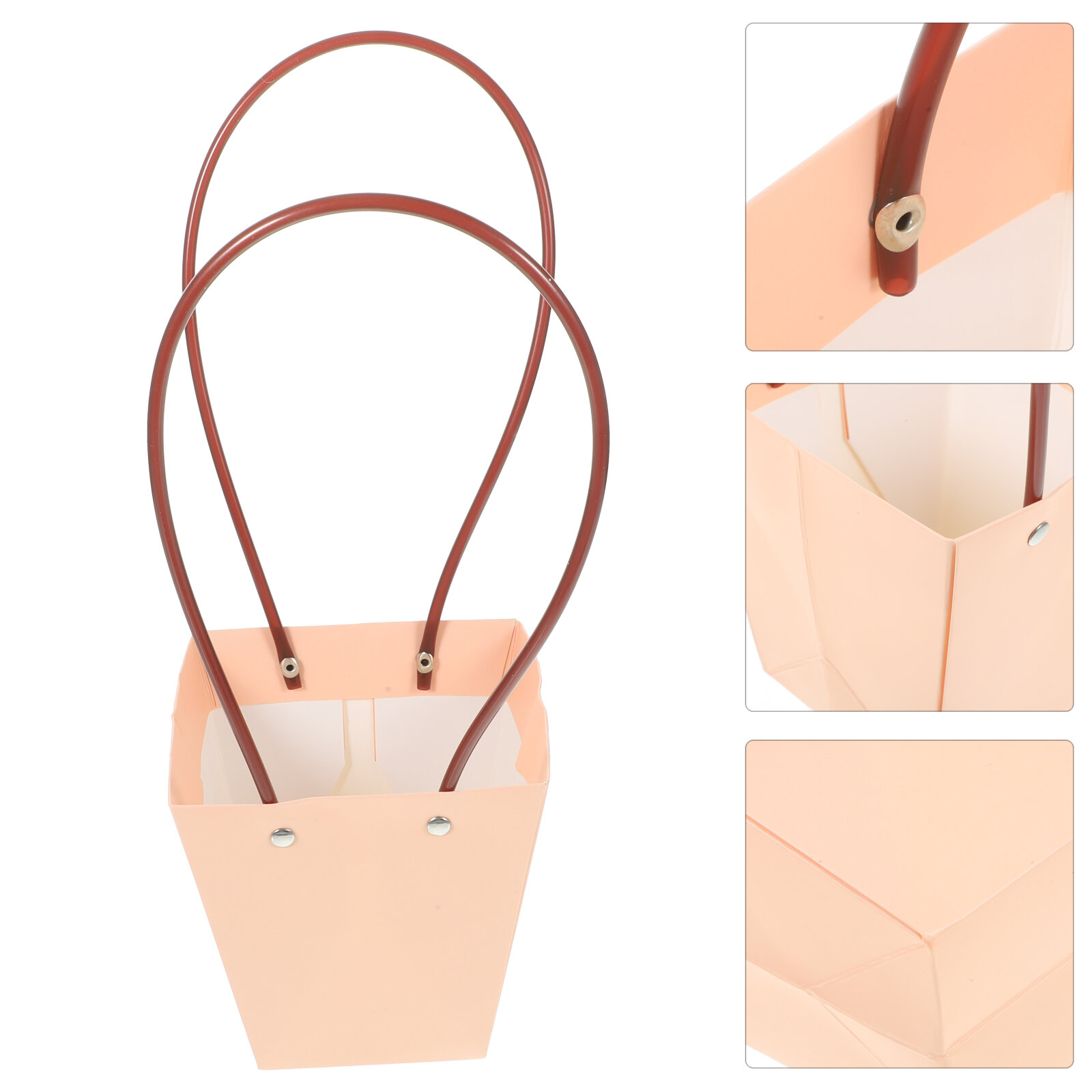 Крафт бумажные сумки для букета, водостойкие, розовые, с ручками, 6 штук для домашнего использования