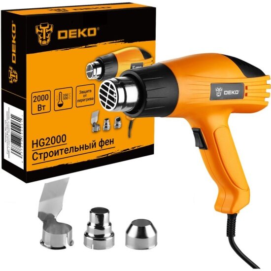 Строительный фен Deko HG2000, 2000Вт, 2 скорости, защита от перегрева (083-1123)