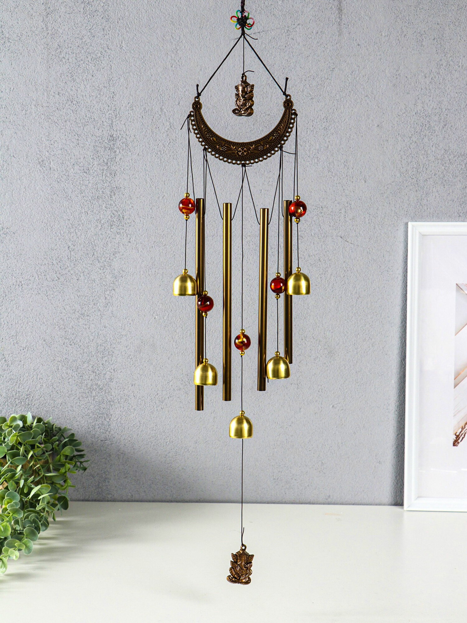 Музыка ветра "Ганеша", 4 трубки, 5 колокольчиков, 65 см, тематика: индуизм