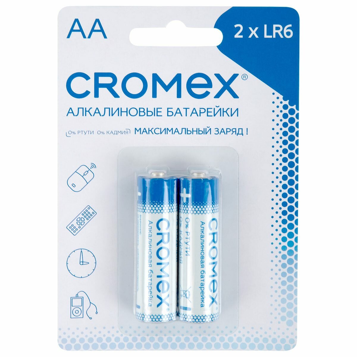 Батарейка Cromex Alkaline АА (LR6, 15А) (блистер, 2шт.) (457128), 12 уп.