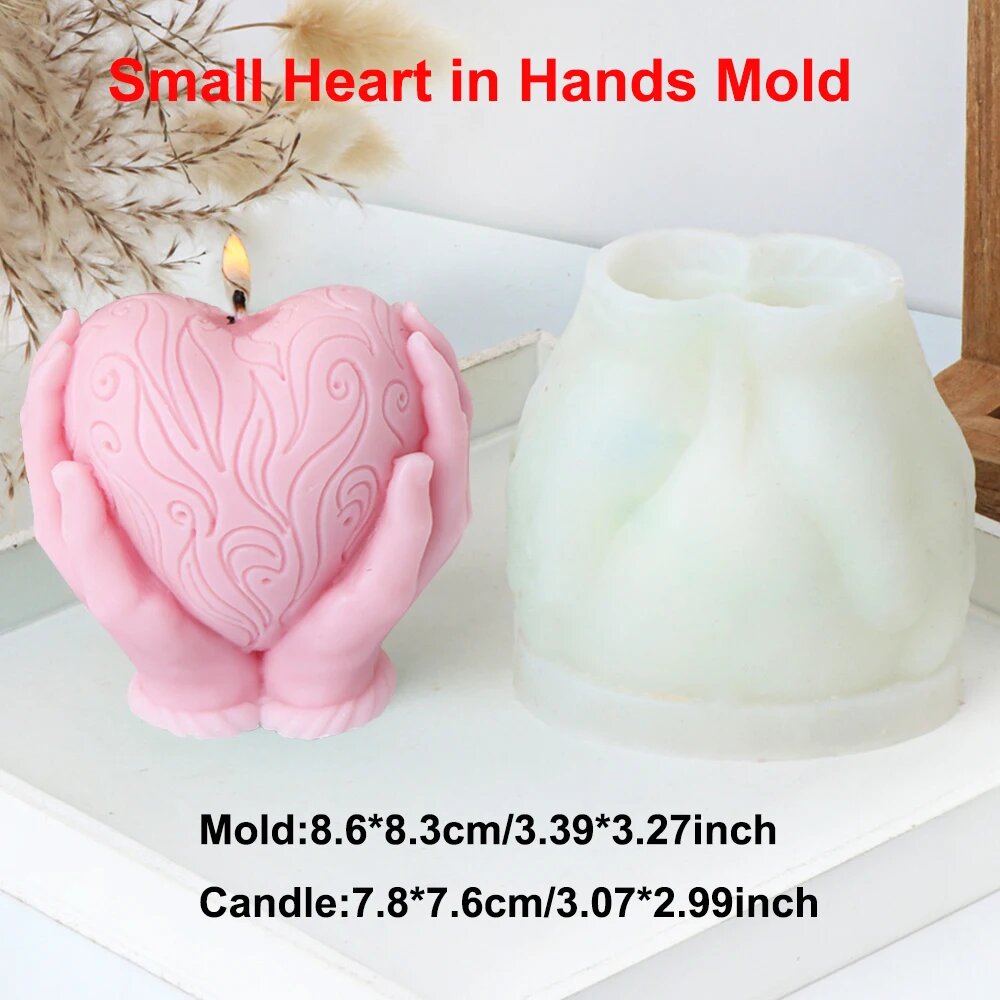 Силиконовая форма для свечей "Сердце в руках", Цвет: Heart in Hand Mold S