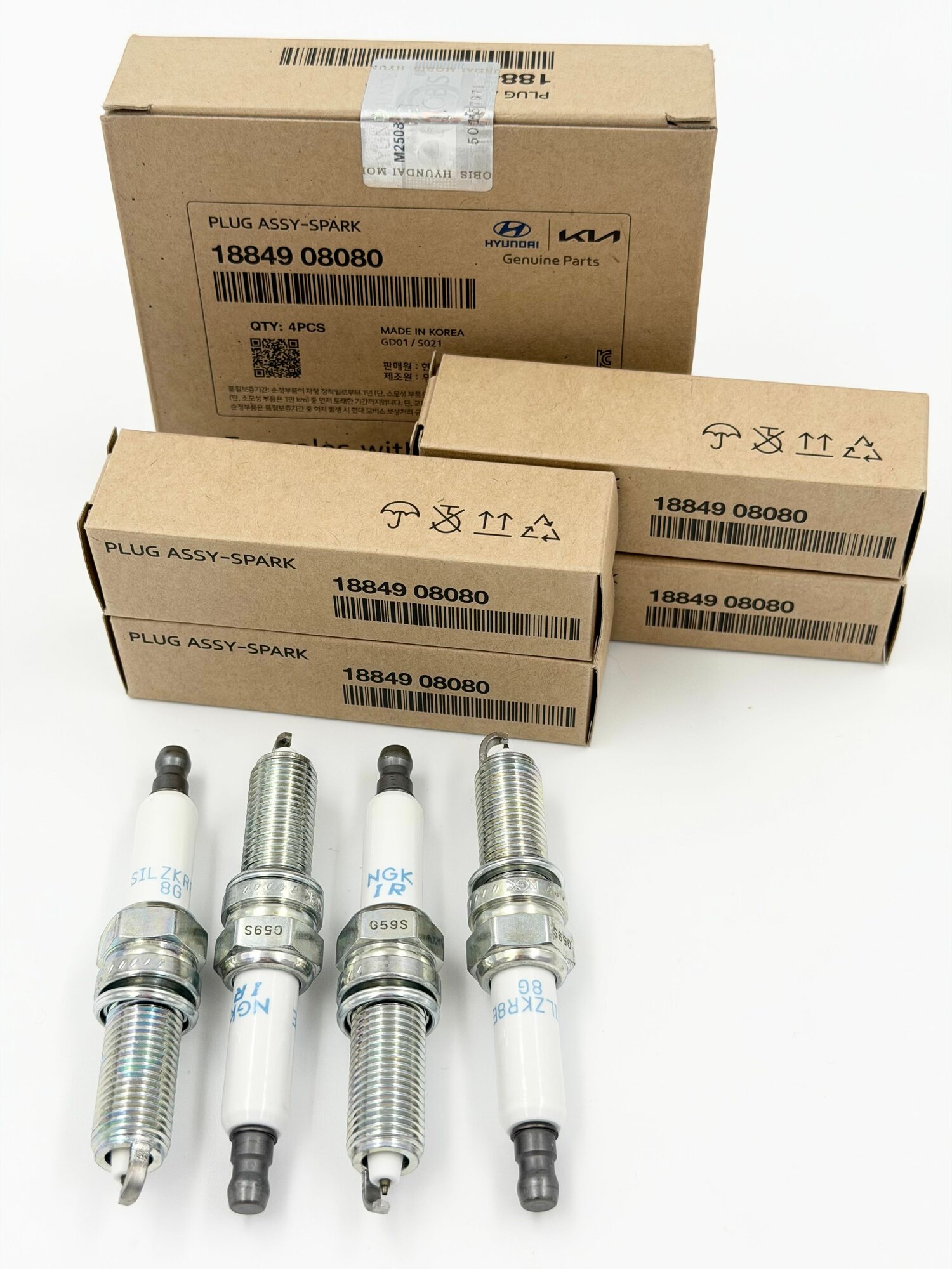 Свеча зажигания (SILZKR8E8G) Mobis 1884908080 для Hyundai-KIA - 4 шт.