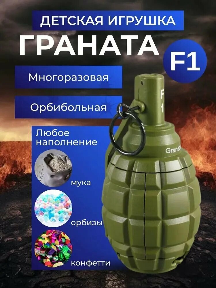 Игрушечная орбибольная граната F1 CS2, Детская игрушечная граната Ф1 с орбизами