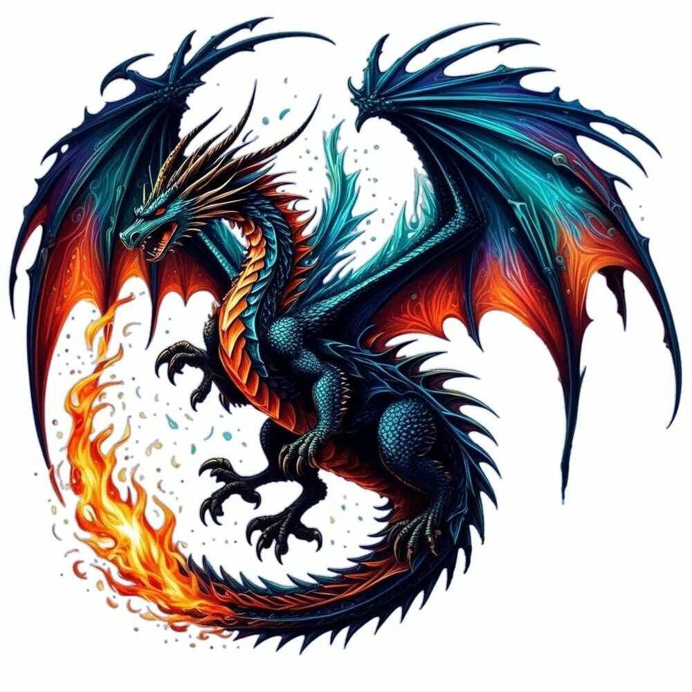 Термонаклейка на одежду "Дракон" 14см*14см