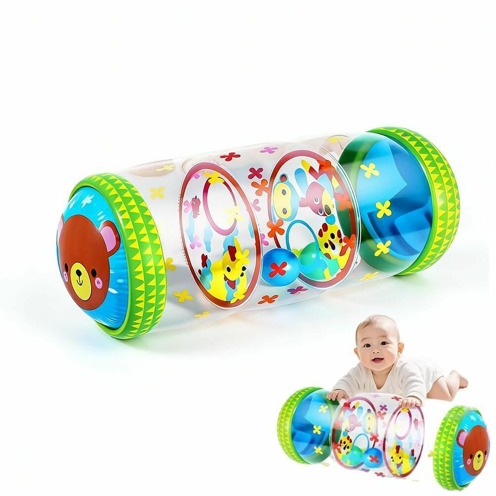 Развивающий надувной валик для малыша, погремушка, с шариками