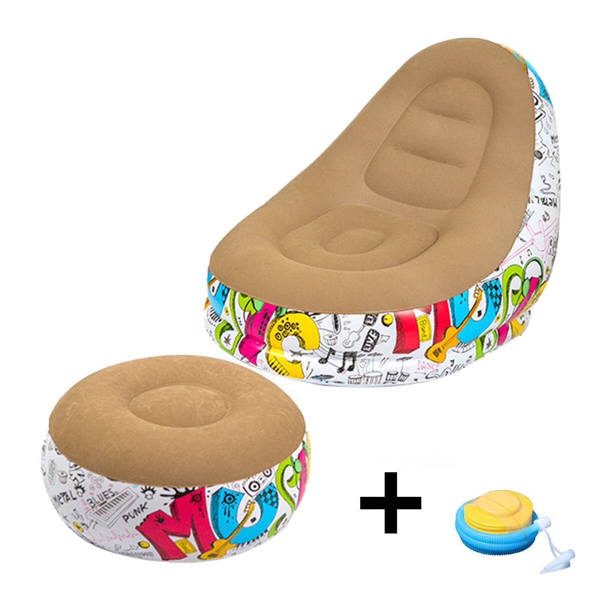 Новый надувной диван для улицы, складной, с флокированным покрытием, для кемпинга, отдыха, ленивый диван с подставкой для ног, граффити диван