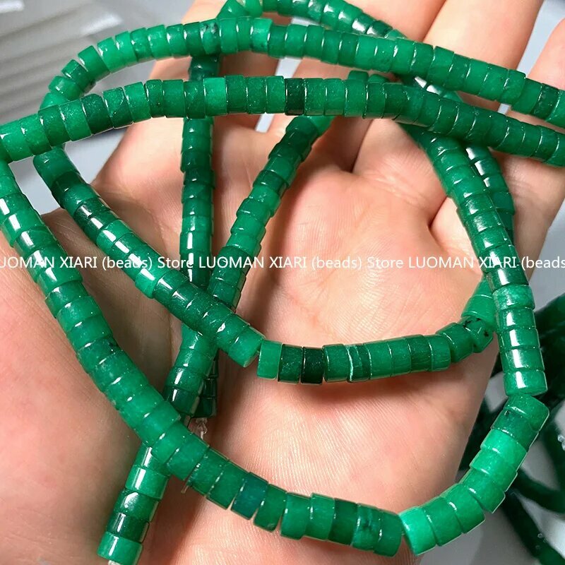 Натуральный камень 3x6 мм, изумрудно-зеленый халцедон, гладкая свободная бусина-разделитель, Аксессуары для браслета