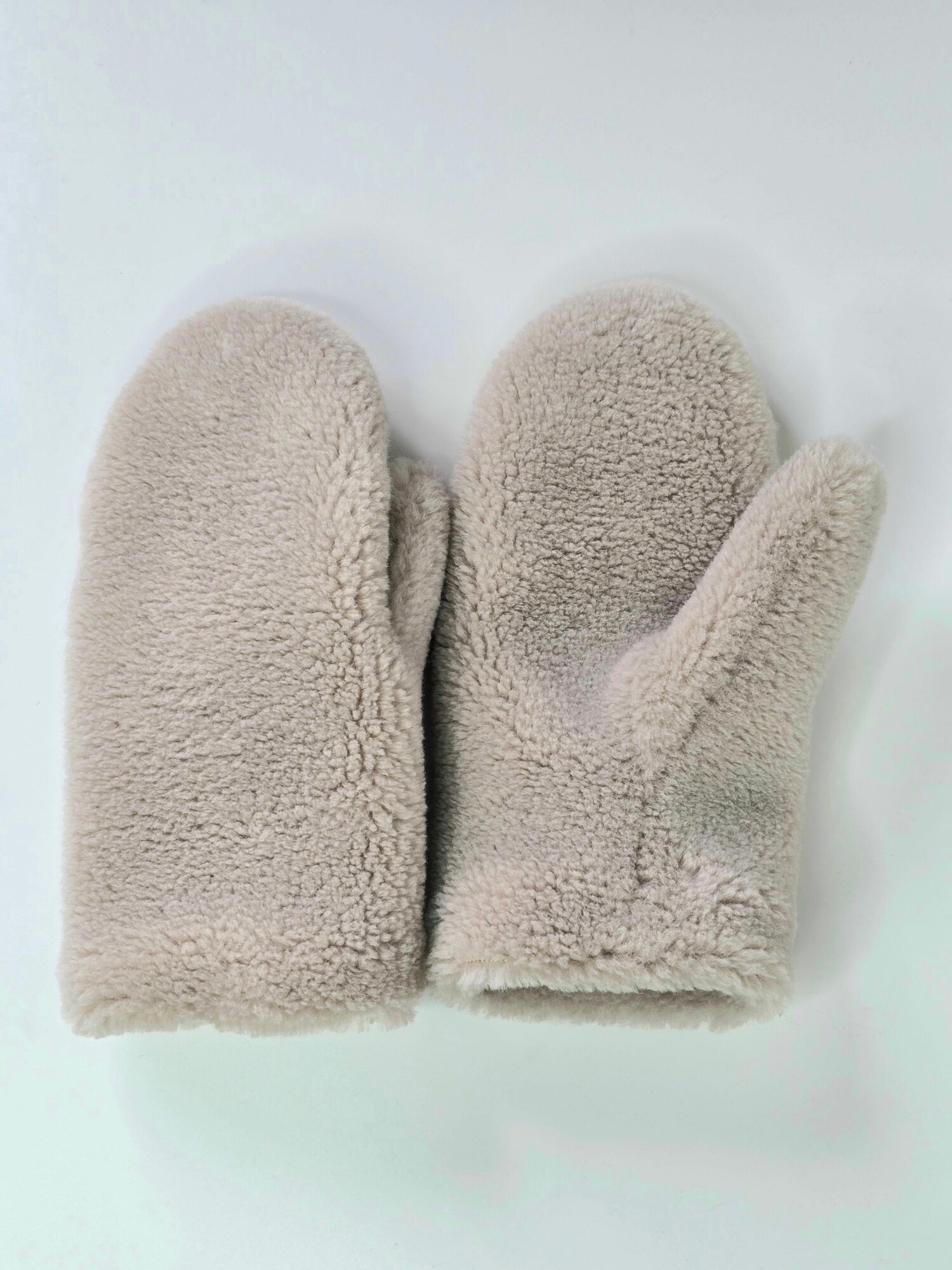 Варежки  меховые для женщин, размер 7-8, бежевый — фото 1