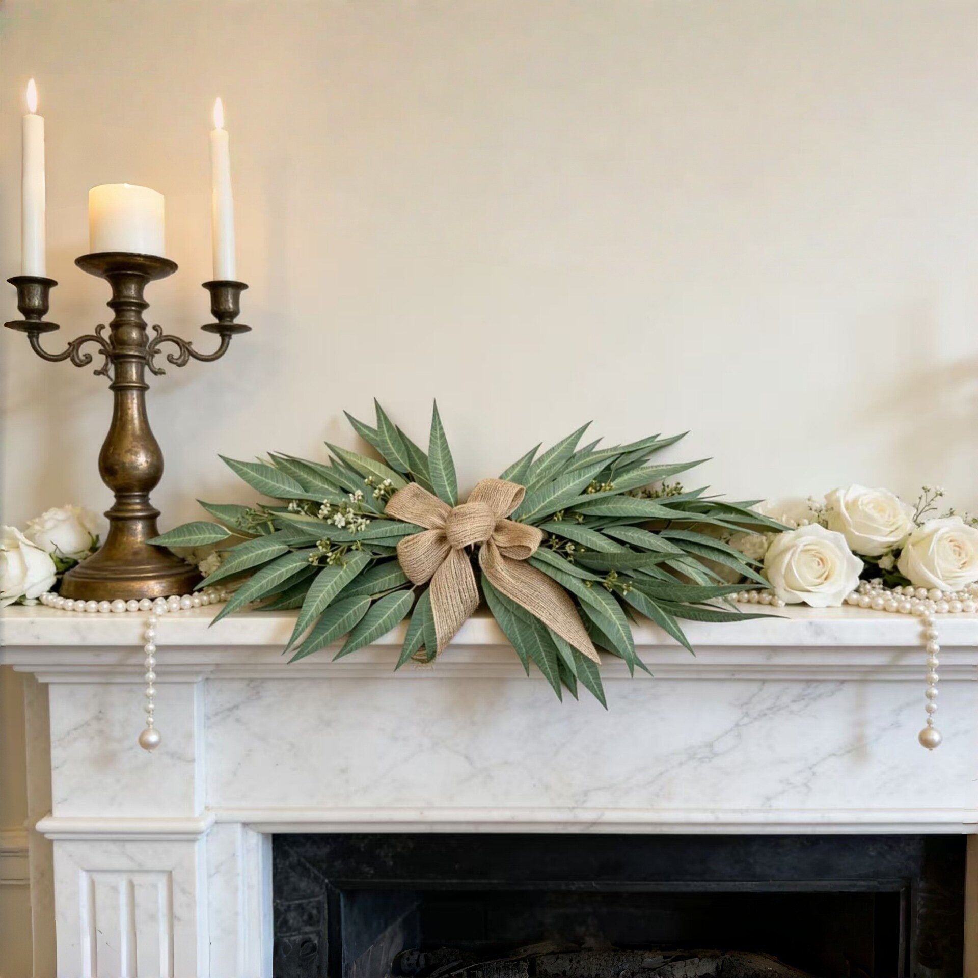 Источник Симуляция Листья ивы Вьющаяся лоза Венок из листьев ивы Горизонтальное висячее украшение из листьев ивы Полукруглая декорация для интерьера и экстерьера