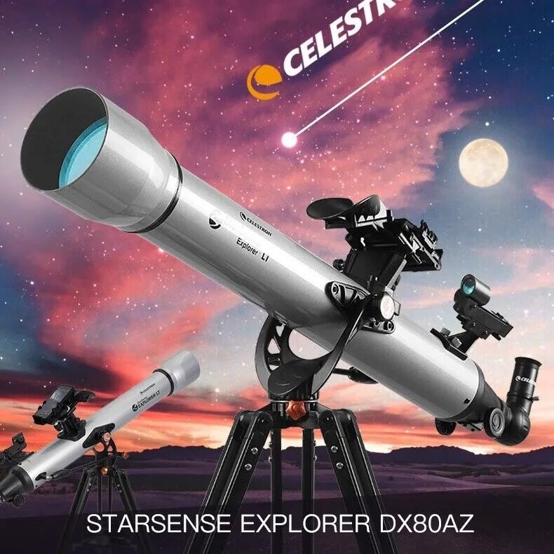 Астрономический телескоп celestron SSE LT80AZ, профессиональное наблюдение за звездами, высокое увеличение HD
