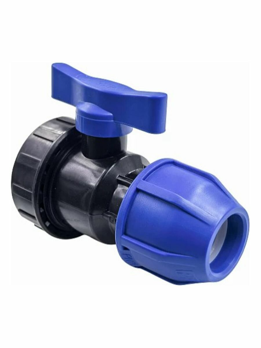 Кран шаровой компрессионный для труб ПНД, ВР 25x3/4", PN10 (14395 (RTP))