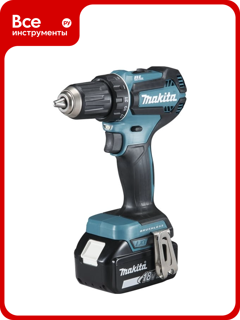 Аккумуляторная дрель-шуруповерт Makita LXT DDF485RFJ с бесщеточным двигателем, 2 скорости, максимальный крутящий момент