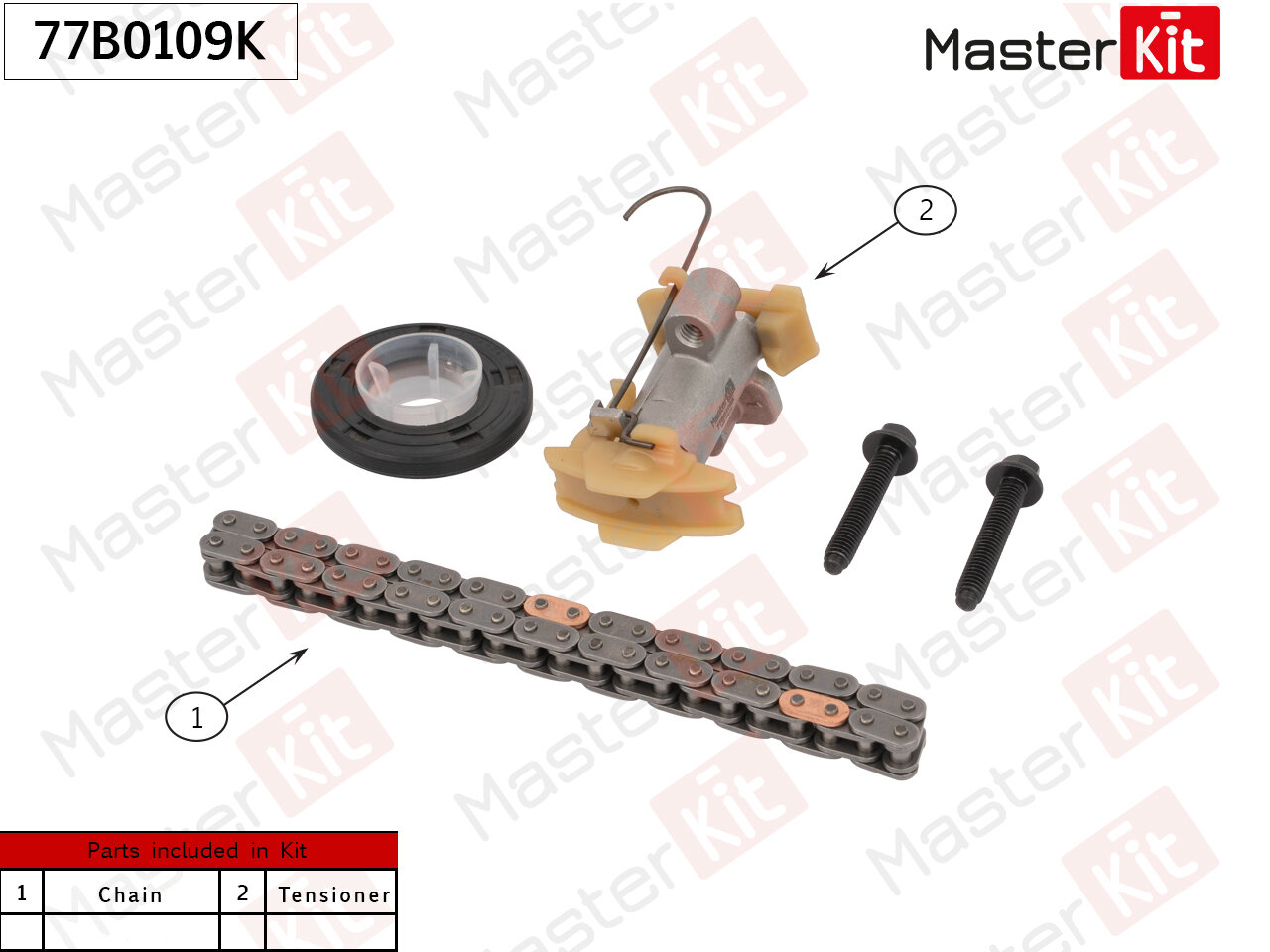 Комплект цепи ГРМ CITROEN/PEUGEOT YHZ DV5RC 15HDi 7мм MasterKit 77B0109K
