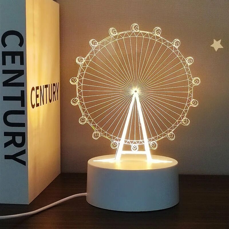 3d ночник креативная трехмерная прикроватная лампа для защиты глаз во время сна в спальне