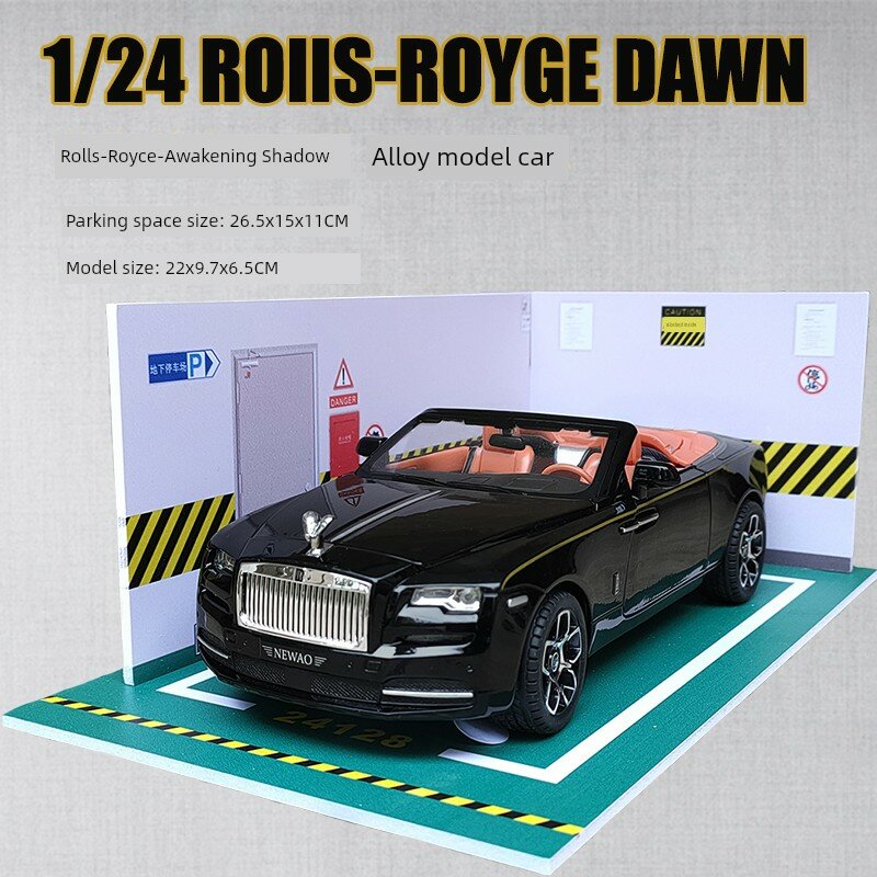 Чёрная модель Rolls-Royce Phantom из сплава с открытым верхом и парковочным местом, большого размера