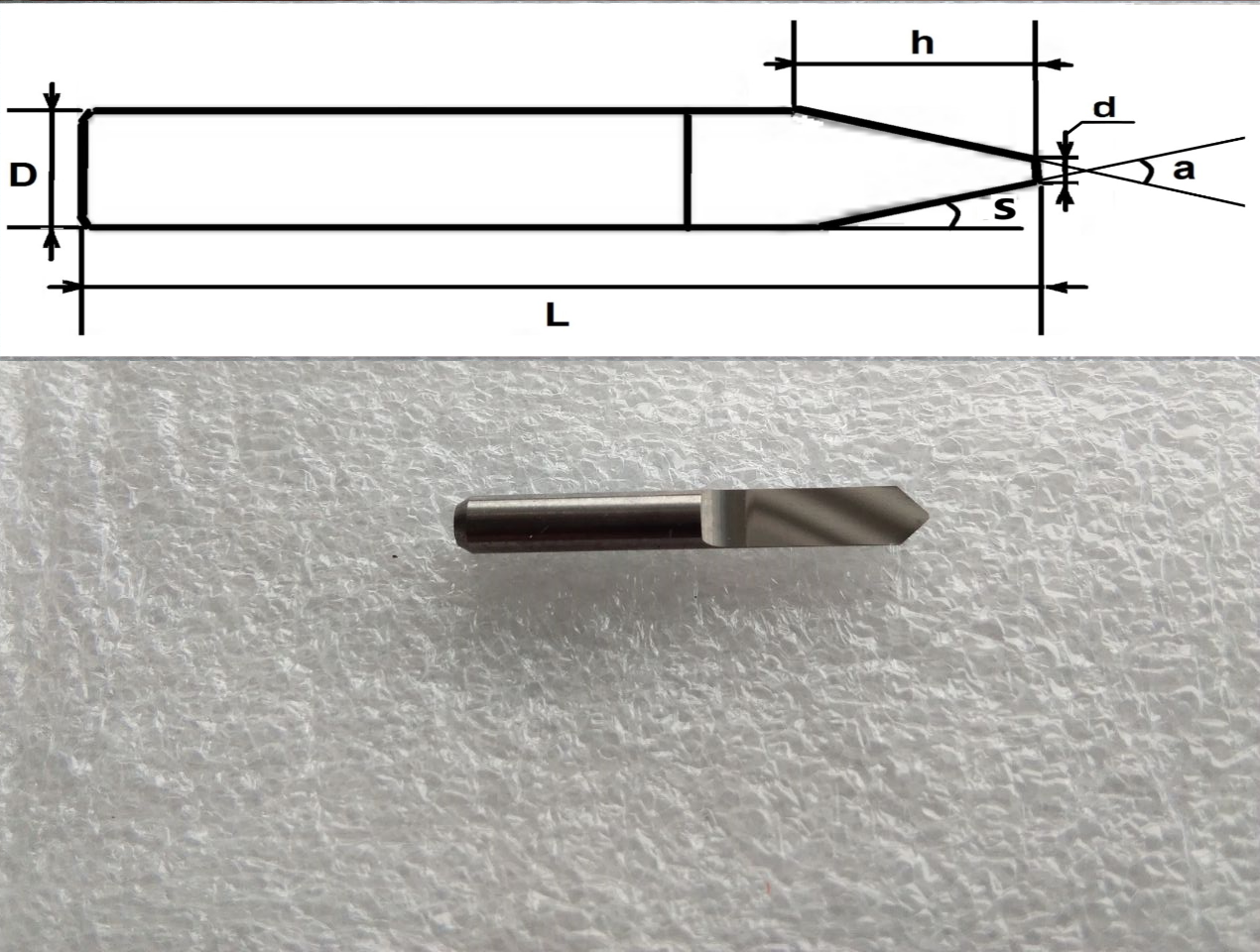 Конический гравер PDJ3.9005 d-0.5/ a-90/ S-45/ D-3.175/ L-25 X series для ЧПУ станка
