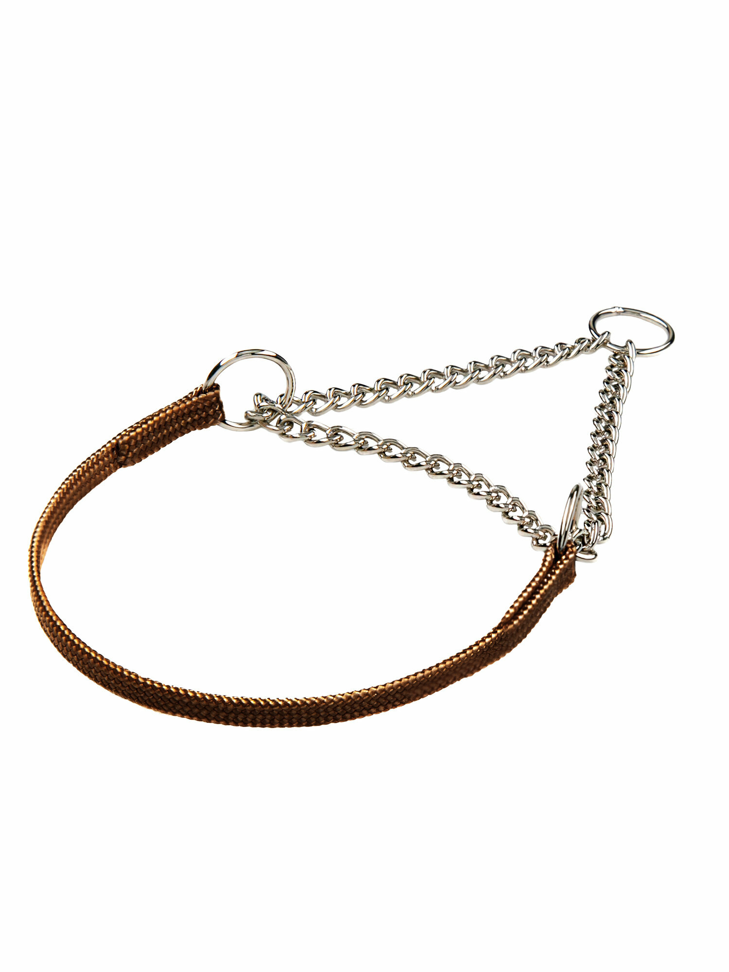 Ошейник-полуудавка для собак ZooOne (лента-чулок) 5мм (18-25см) с цугом (никель) светло-коричневый, 75-1031