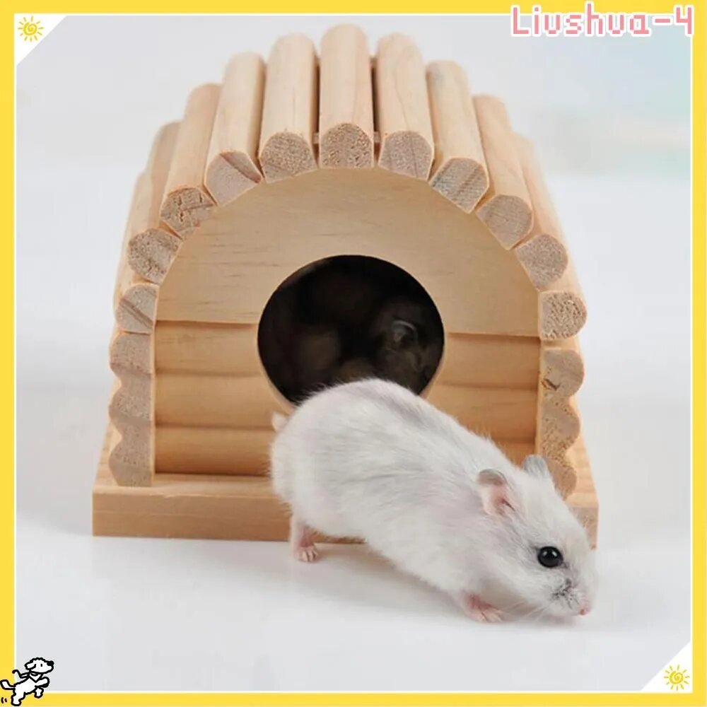 Домик для хомяков, деревянный, натуральное дерево, для игр и отдыха домашних животных