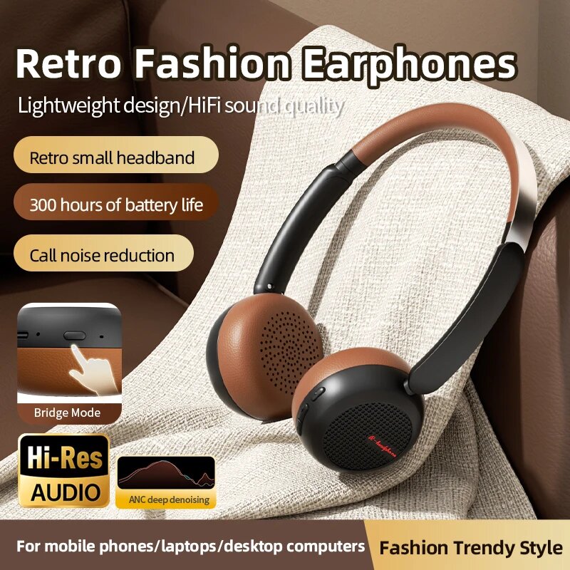 Retro Bluetooth наушники черные — фото 1