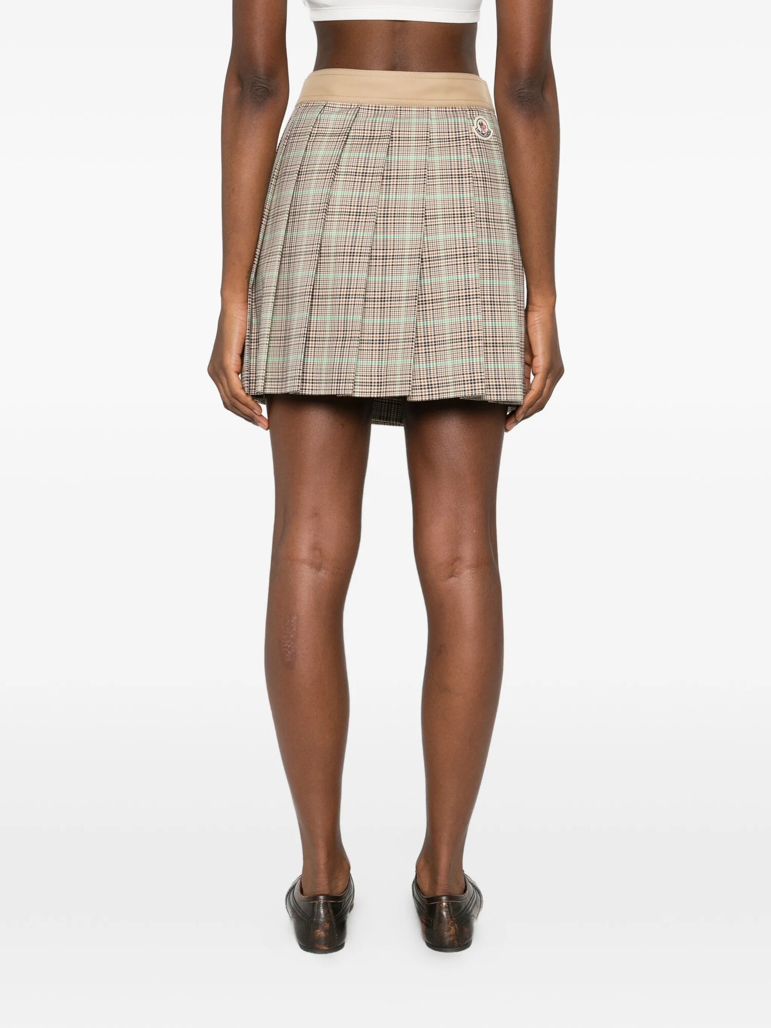 Юбка Moncler Pleated checkered mini skirt, размер 44, коричневый — фото 1