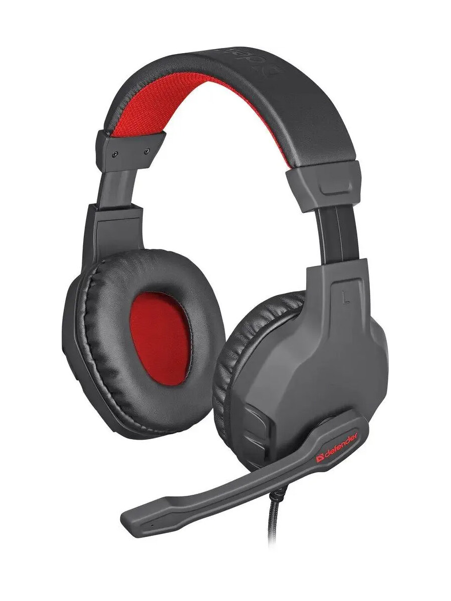 Гарнитура игровая проводная DEFENDER Cujo black/red (2xJack 3.5mm, кабель 2м ) (64505)