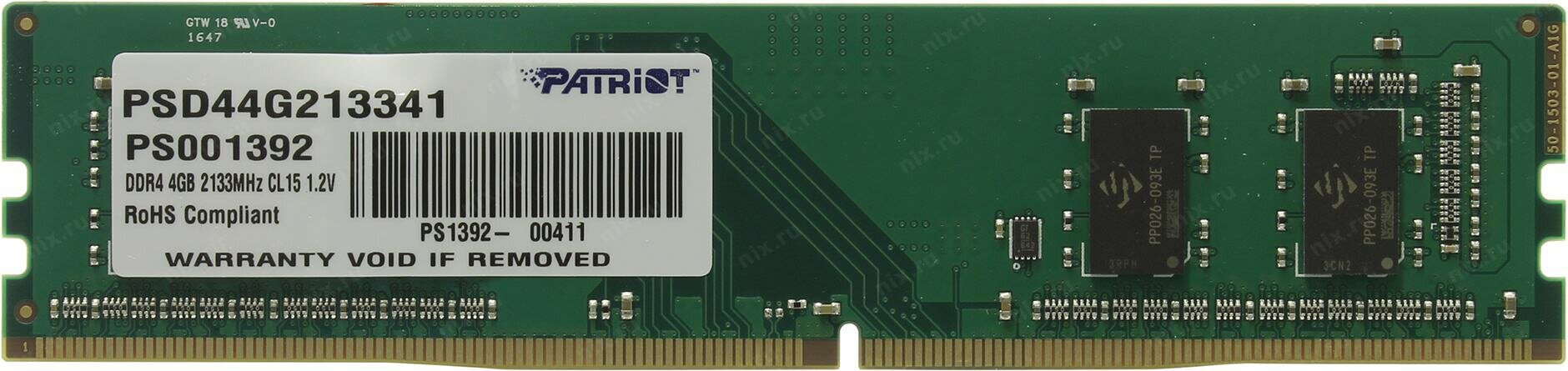 Оперативная память Patriot Memory 4 ГБ DDR4 2133 МГц DIMM CL15 PSD44G213382