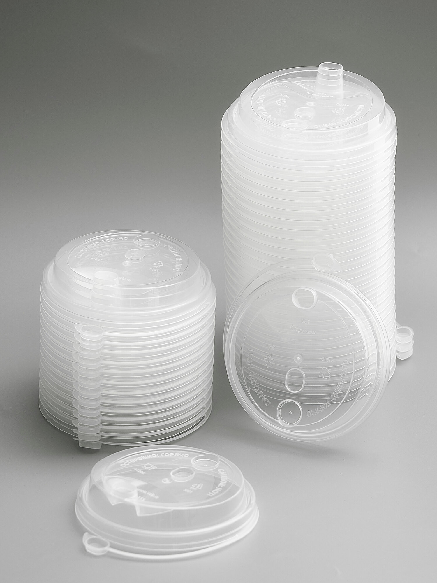 Крышка одноразовая для стакана 90 мм, с питейником Flip-top, прозраная, (50 шт).