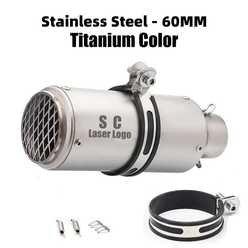 Универсальный выхлопной глушитель sc 51 мм 60 мм 63 мм, выхлопной глушитель для мотоцикла GP-project, модифицированный аксессуар Серебряный, B2 ID 60MM