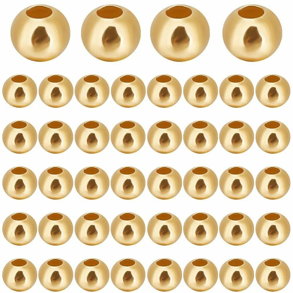 Круглые бусины из стерлингового серебра 925 пробы, покрытые 24-каратным золотом, 2 мм