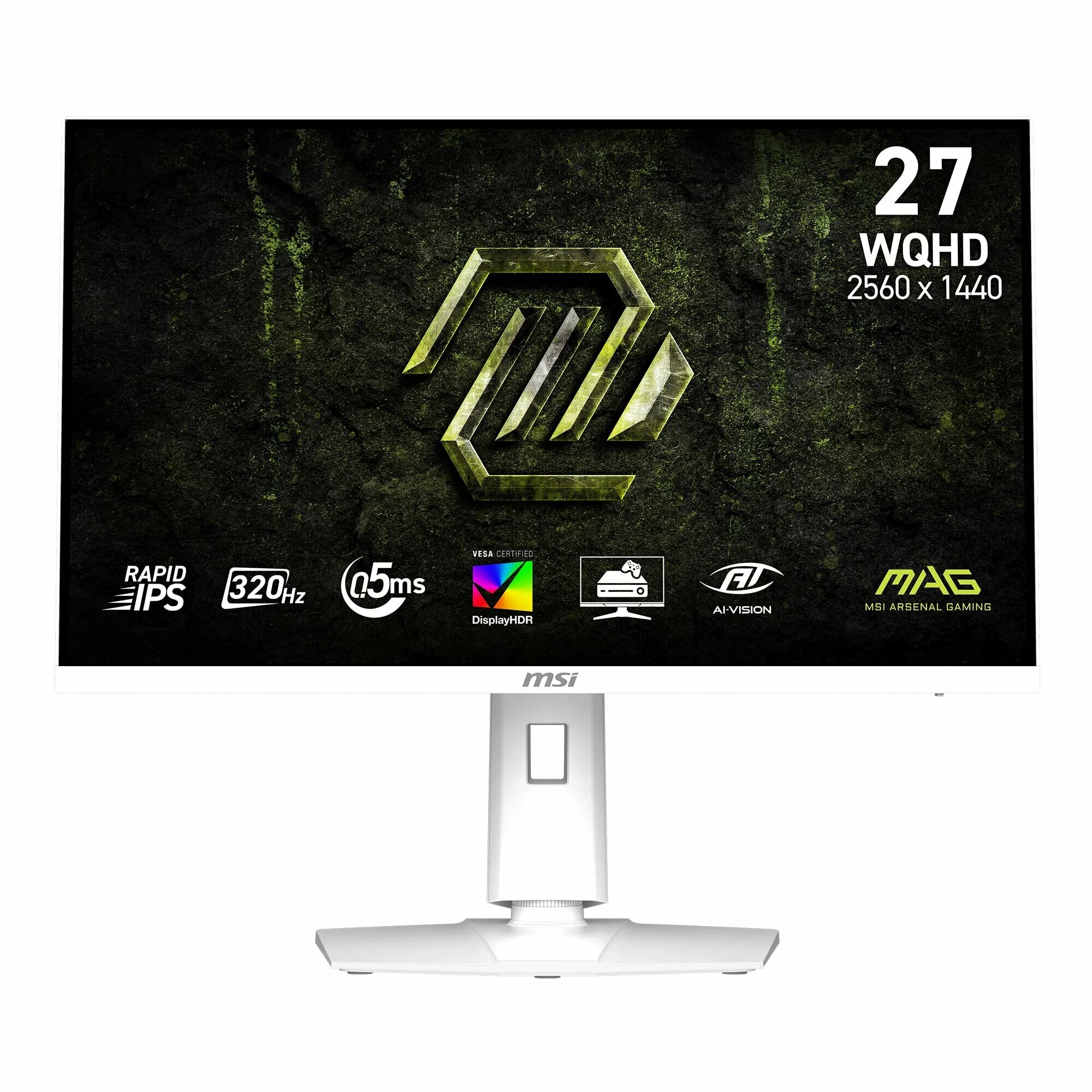 Игровой 27" монитор MSI MAG 274QRFW X32, IPS, 2560x1440 (WQHD), 320 Гц, 0,5 мс (GtG, мин.), белый