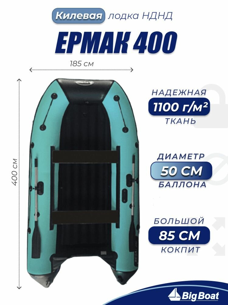 Надувная, под мотор, лодка из ПВХ для рыбалки НДНД Ermak (Ермак) 400