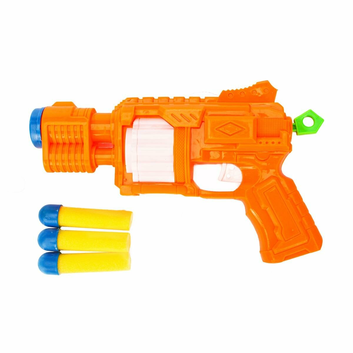 Пистолет детский с мягкими пулями, 3 шт, безопасный, дальность 8 м, оранжевый, пластик, 3+
