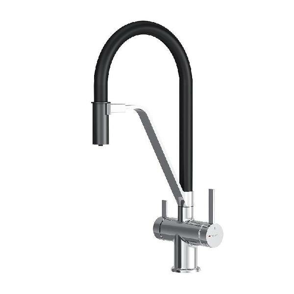 Смеситель для кухни с каналом для пить. воды и гиб. Черным изливом 195мм, хром F8F07802 FUNC, AM.PM