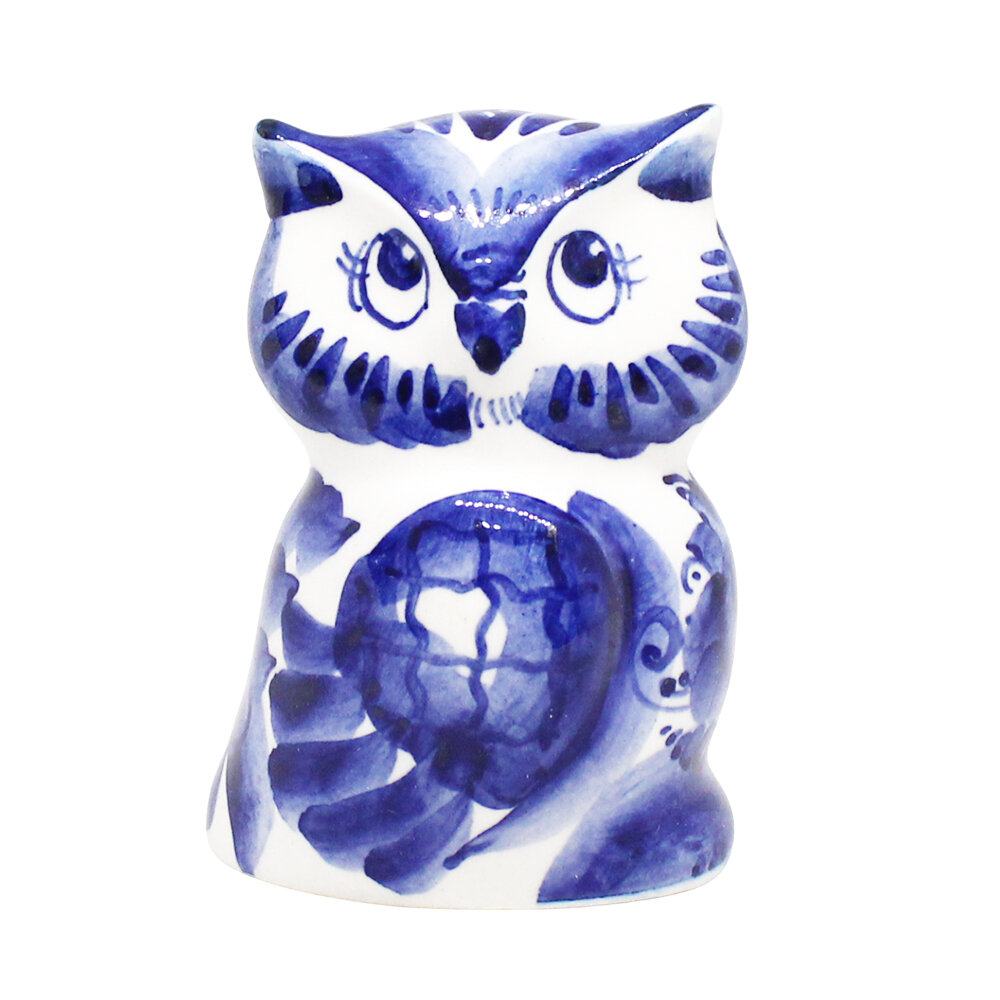 Фарфоровая фигурка ручной работы "Сумрачный филин", (Гжель)