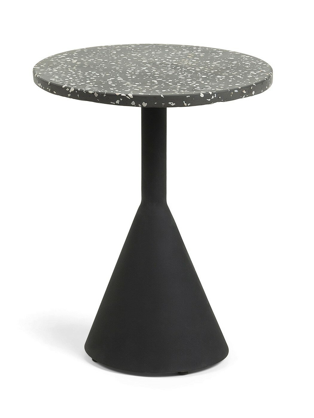 Приставной столик La Forma Melano, черный, терраццо, 40x50см