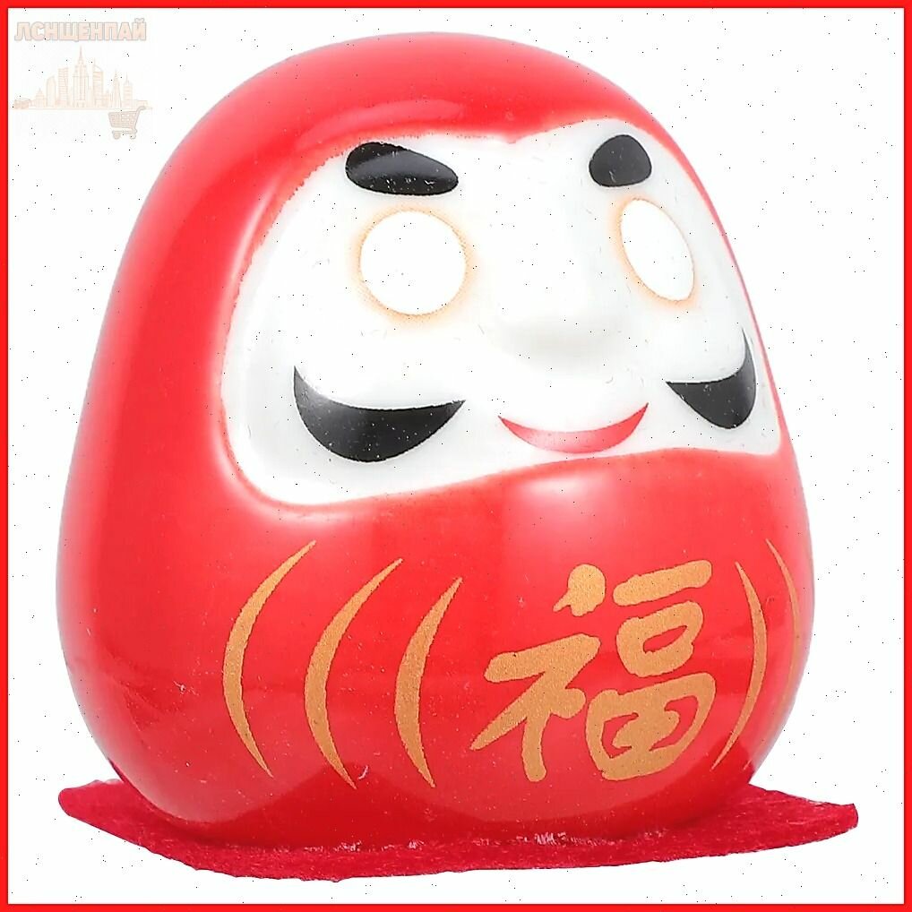 Красная керамическая японская фигурка дарума миниатюра