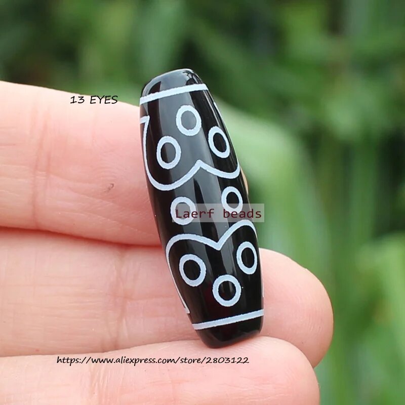 Натуральные бусины Тибет ДЗИ черный/красный агат лаerf beads Черный, 13eyes