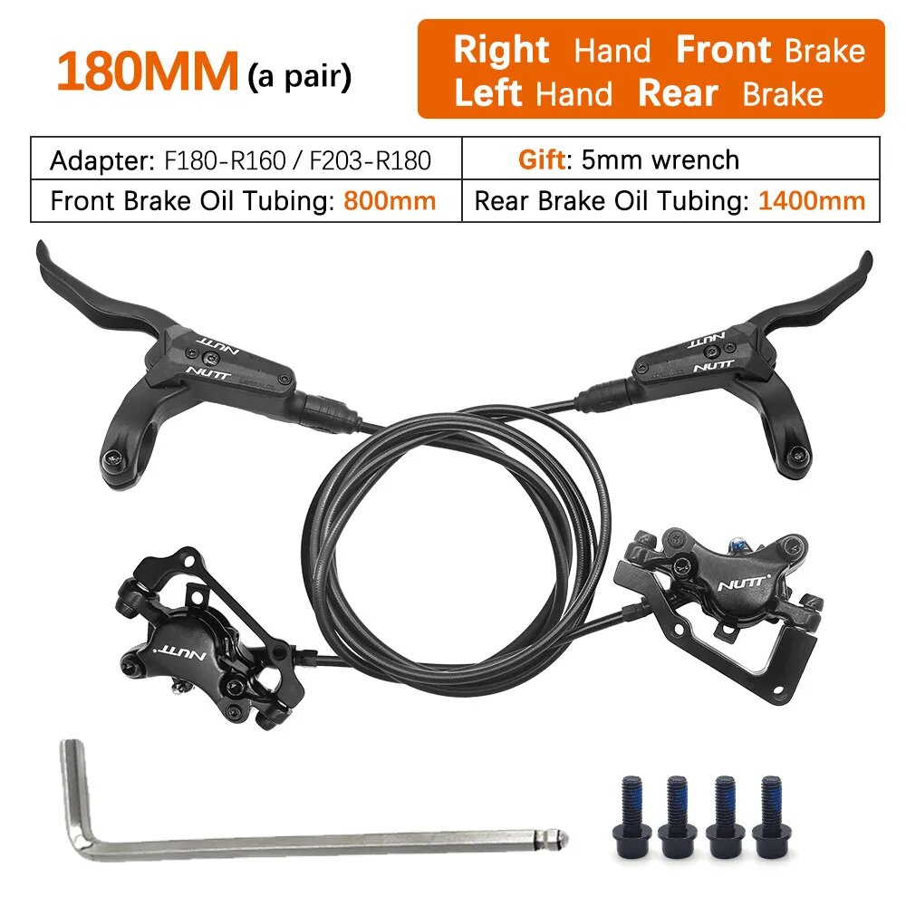 NUTT Гидравлический тормоз A2 MTB 2 поршня 160/180 мм Серый, 180 R-Front L-Rear