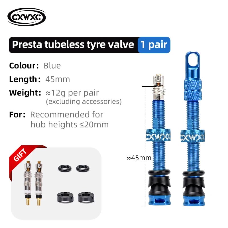 CXWXC Клапаны Presta для велосипедов Синий, 45mm blue